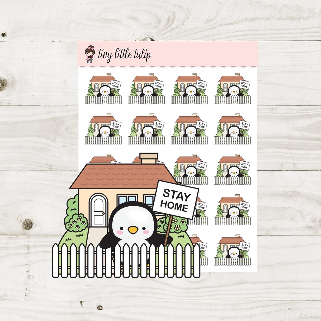 Planner Stickers Penguin Stay Home - Etsy