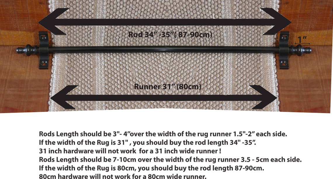 Black Stair Rodrunner Rods3/8'' Stair Carpet Runners - Etsy