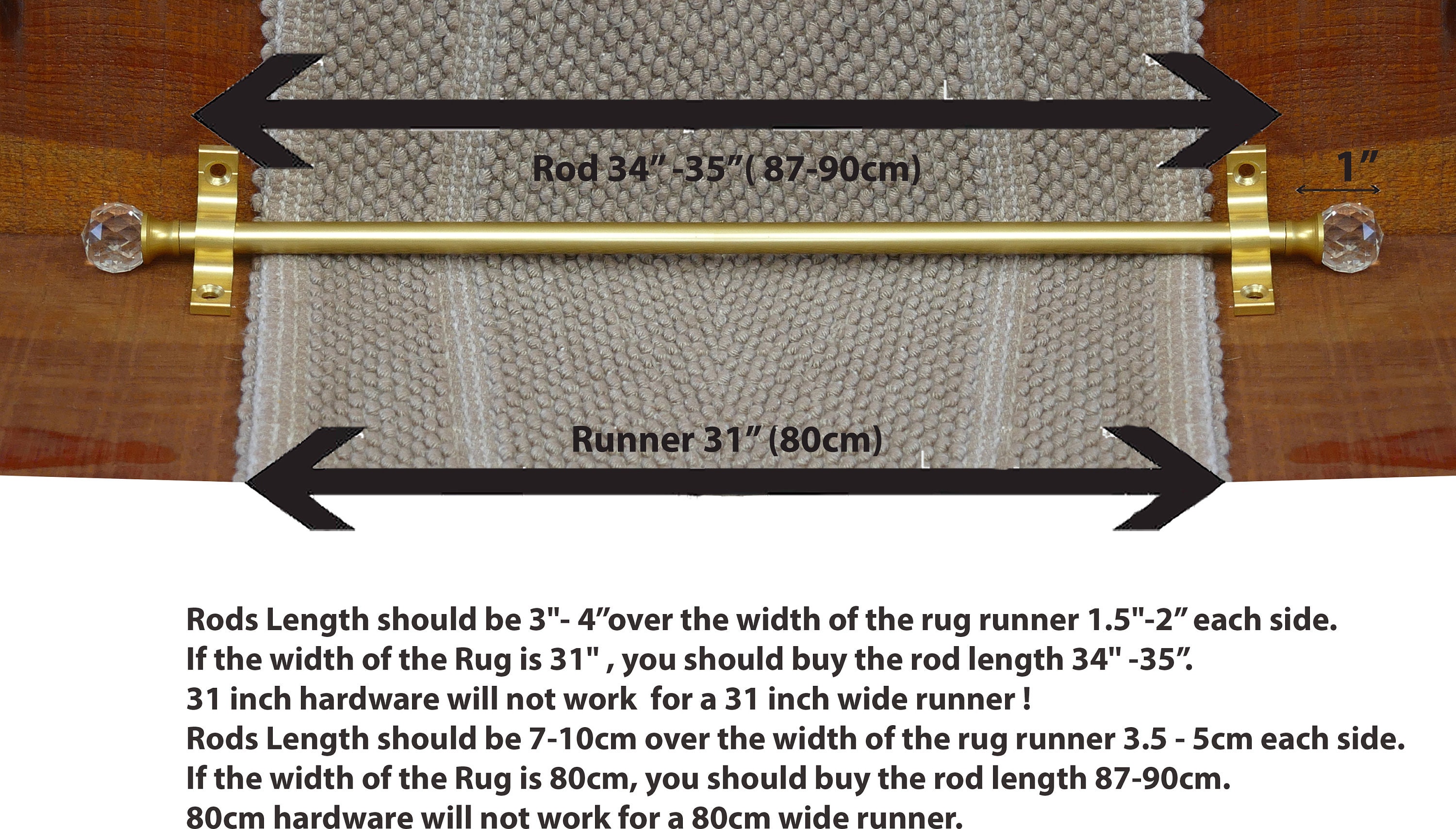 Customized Stair Rodrunner Rods3/8'' Stair Carpet - Etsy