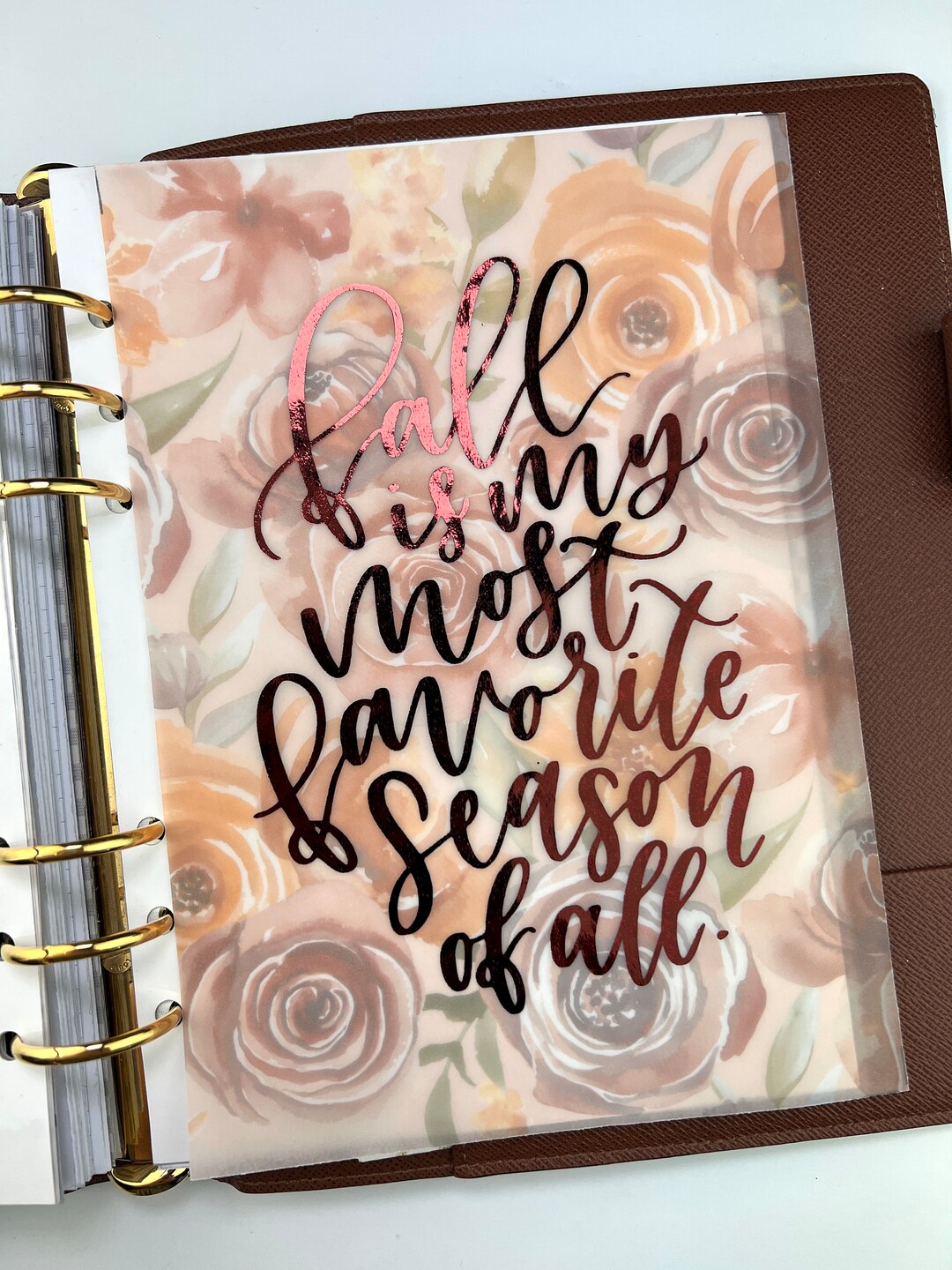 FOILED FALL VELLUM Dashboard for Ring Planners , A6, B6, Personal ...