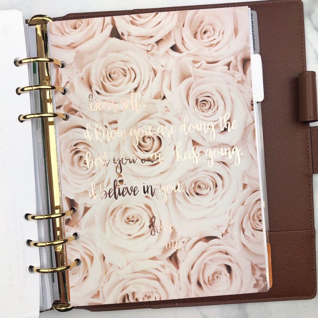 FOILED DASHBOARD FLORAL Roses Self Care for Ring Planners , A6, B6 ...
