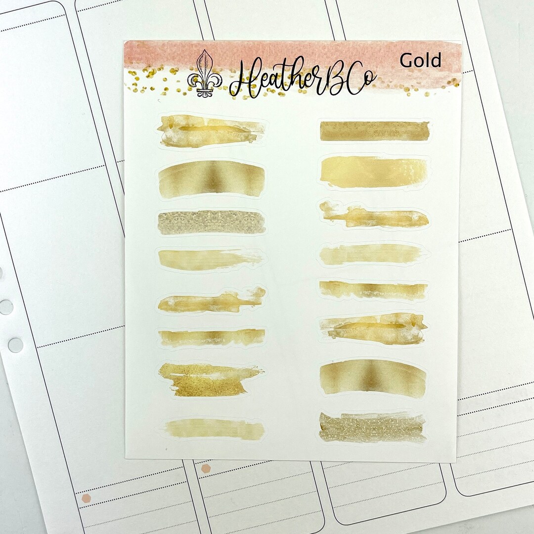 Faux Gold Brush Stroke Stickers: Planner, Journal Stickers - Etsy