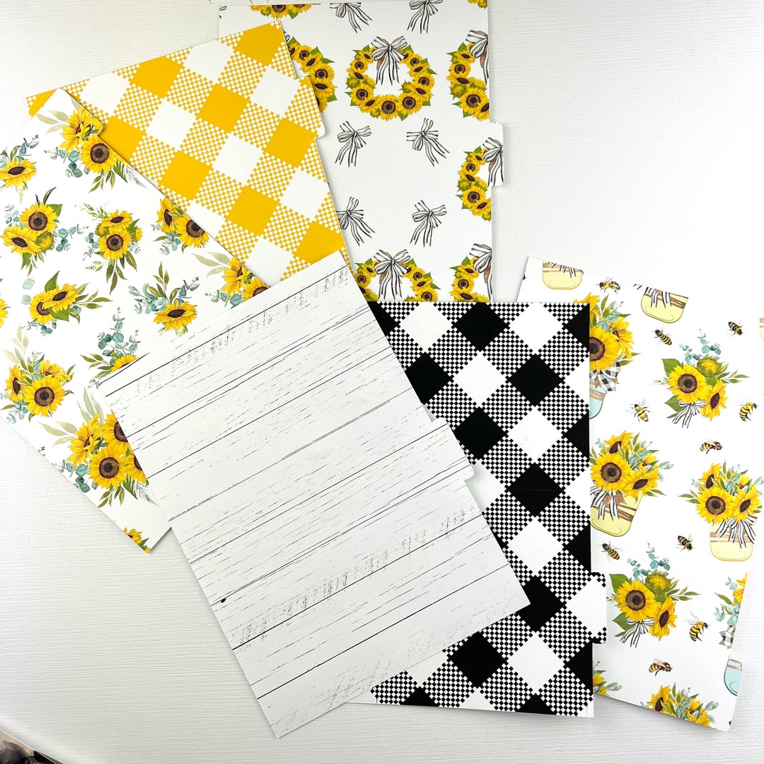 DIVIDER SET SUNFLOWER Yellow Garden Floral for Ring Planners A5, A5 ...