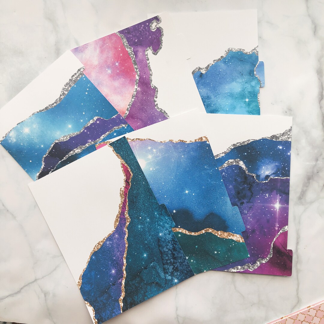 Galaxy Planner Dividers: Blue, Purple, Gold Foil - A5, A6, B6 - Etsy