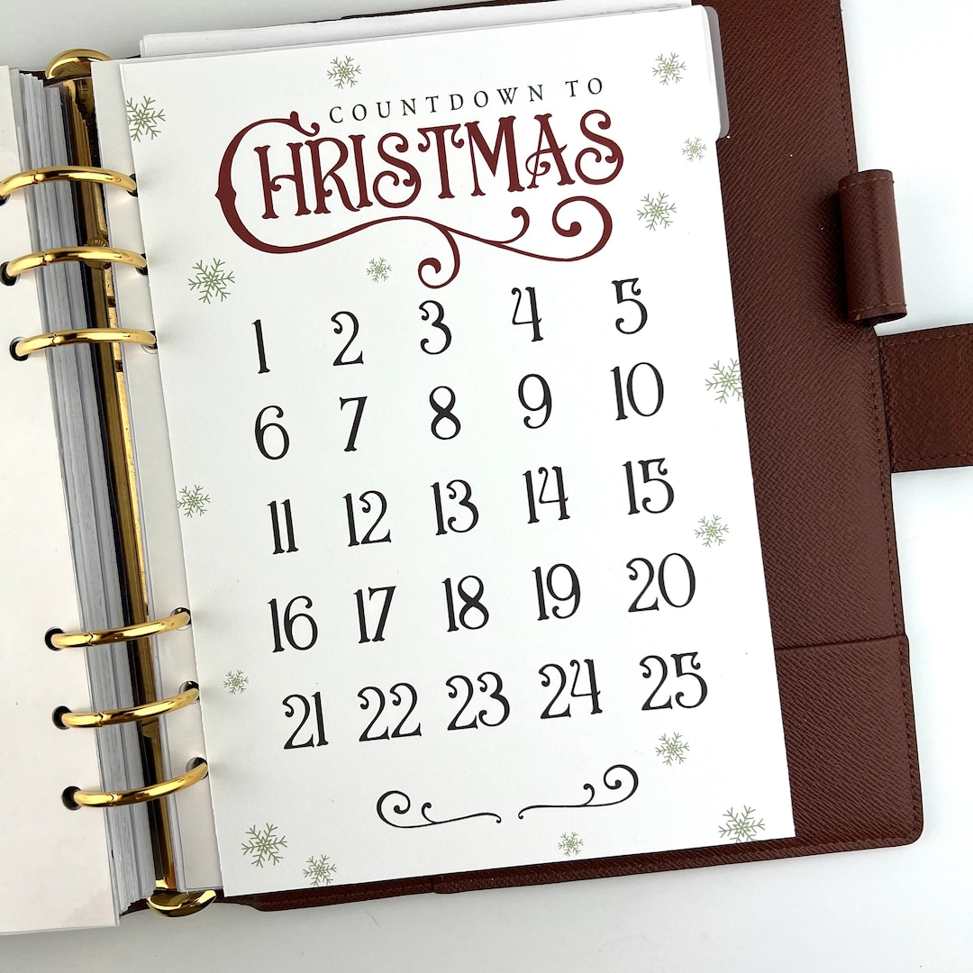 DASHBOARD CHRISTMAS COUNTDOWN for Planner Travelers Notebook Ring ...