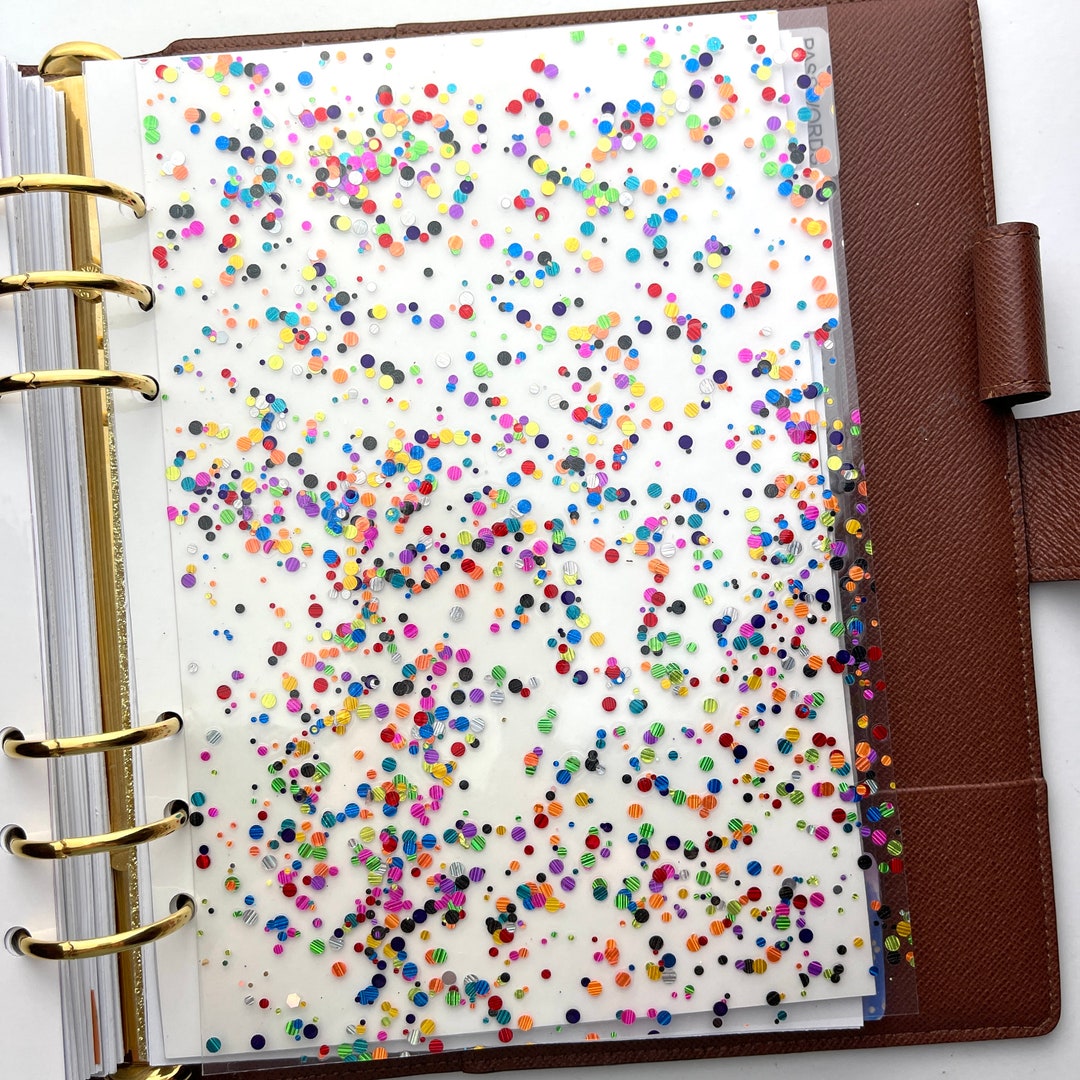 CLEAR DASHBOARD CONFETTI Glitter for Ring Planners Erin Condren, A6, B6 ...