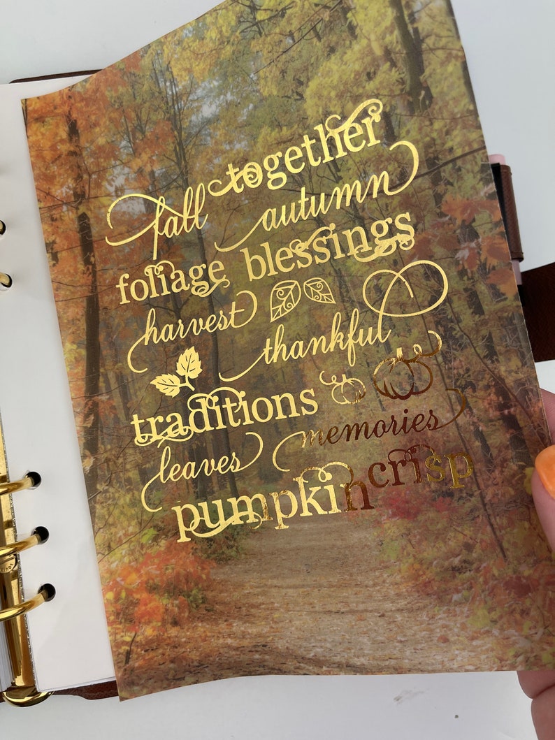 Foiled Fall Words Vellum Dashboard: Ring Planner A6 B6 Personal - Etsy