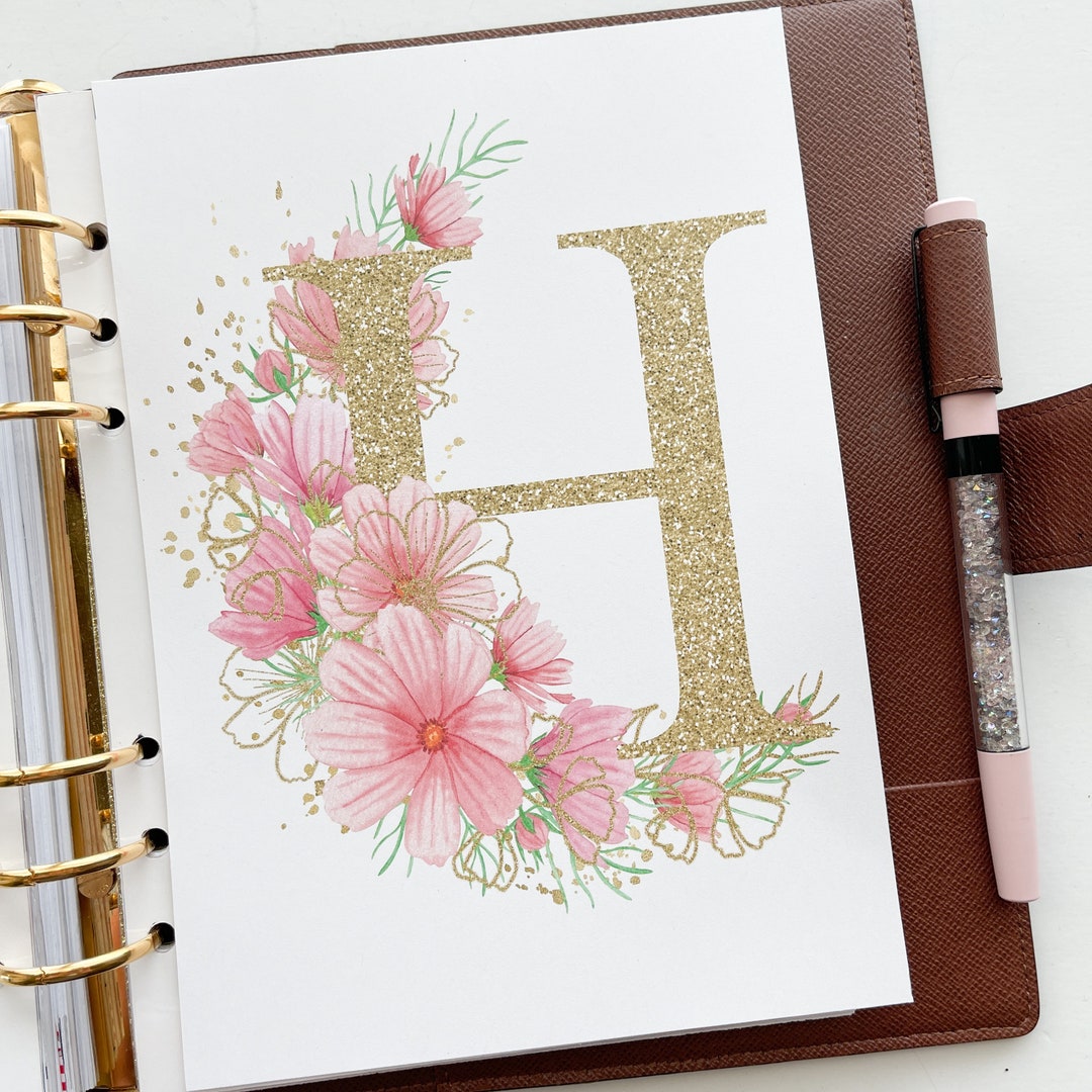 Pink Floral Gold Glitter Planner Dashboard: Ring Planner, TN, A5, A6 - Etsy