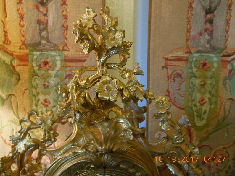 French Antique Gilt Bronze Ormolu Rococo Style 19 Century Mantel Clock ...