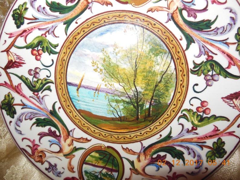 Faenza Italian Decorative Plate: River Sailboats, Ferniani Style (8 ...