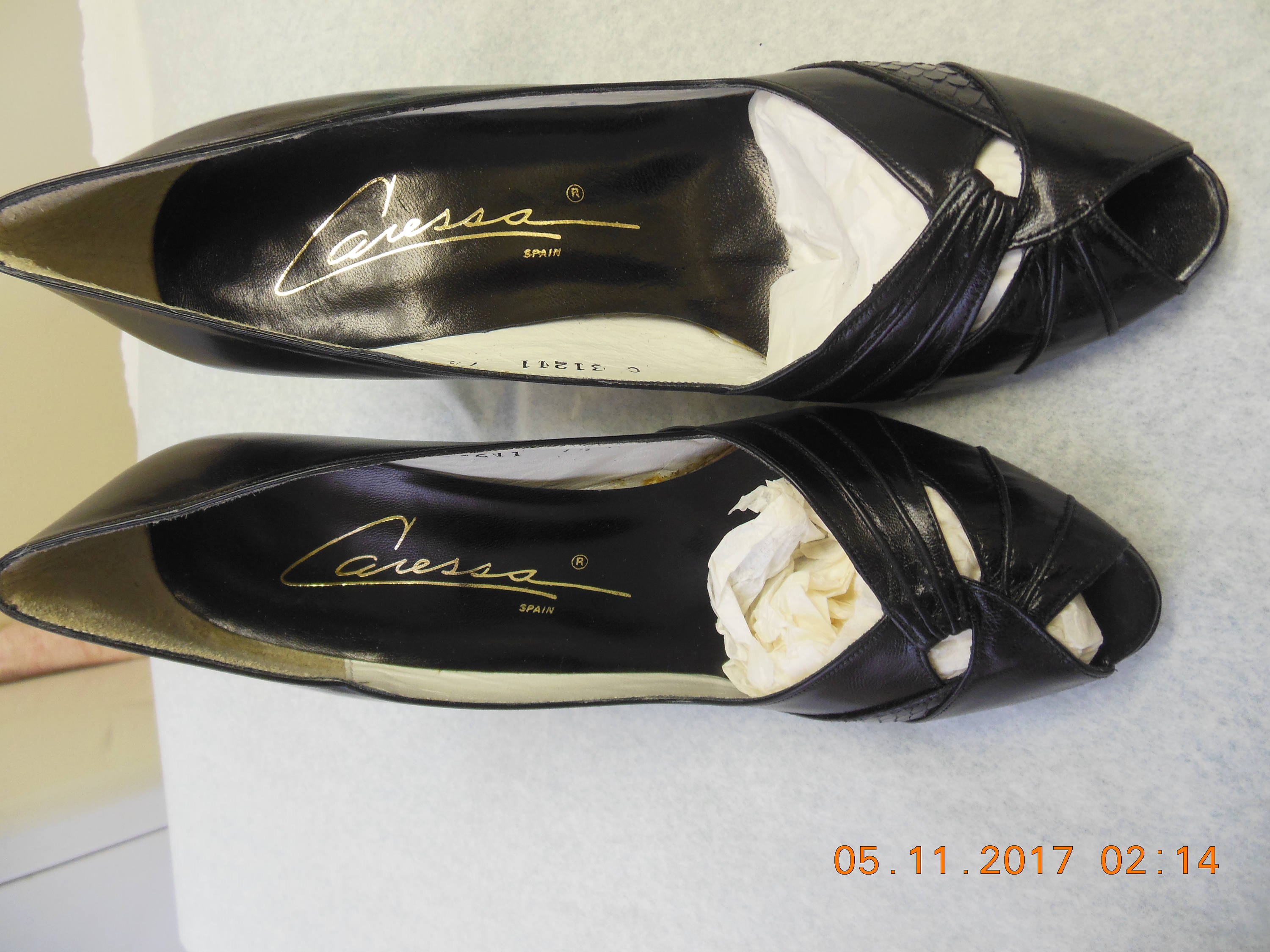 Black Leather Open Toe Heels - 'caressa' Made in Spain - Size 7.5M - Etsy