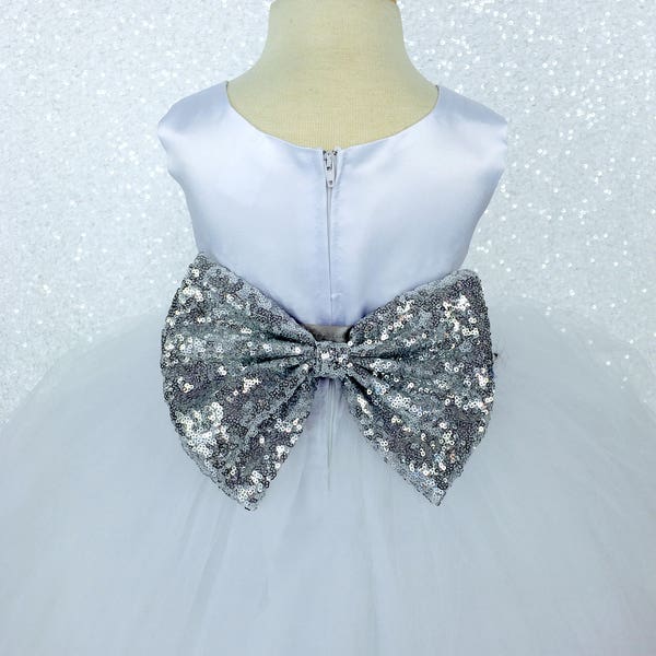 Silver Flower Girl Dress - Etsy