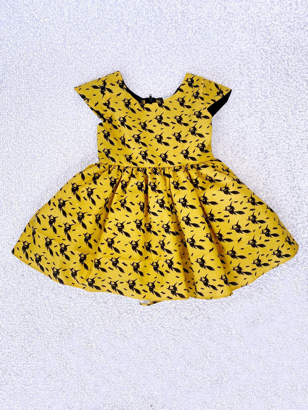 Halloween Black Yellow Witch Pattern Knee Length Dress Junior Toddler ...