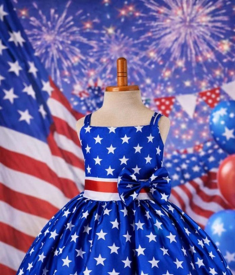 Patriotic Blue White Star 4th of July Toddler Pageant American Knee ...