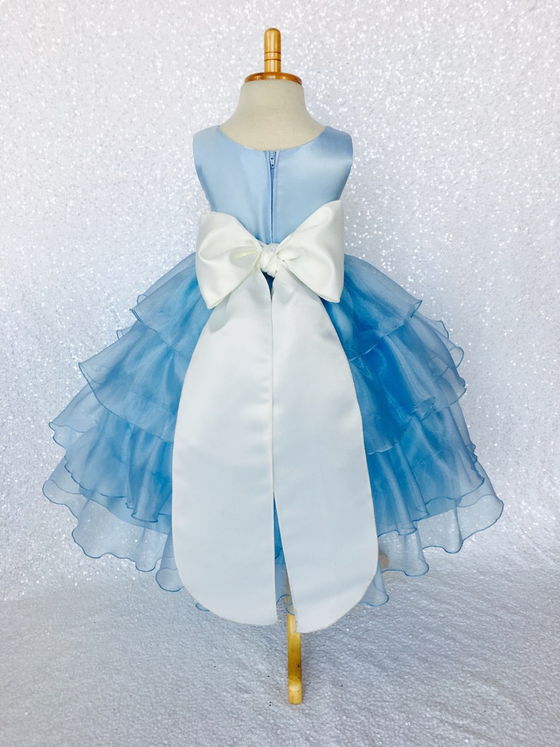 Baby Blue Organza Shabby Ruffle Dress Ivory Satin Sash Winter | Etsy