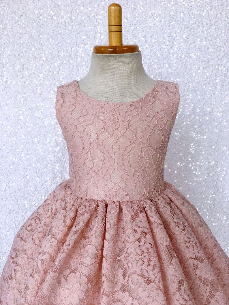 Rustic Chic Blush Pink Sleeveless French Lace V-Back Gown Bow | Etsy