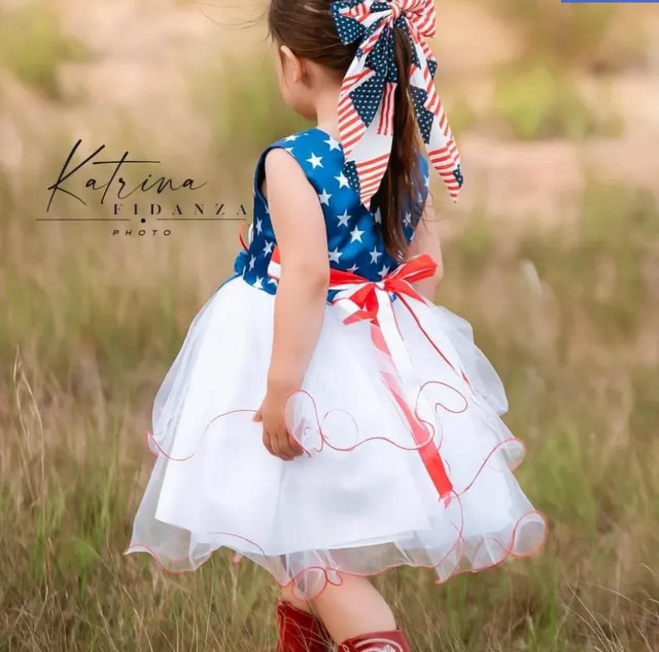 4th of July Pageant Satin Star America Flag Patriotic Knee Length Tulle ...
