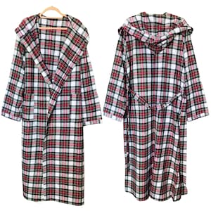 Adult Plaid Robes With Pockets and Hood Multi Colored Red Black White ...