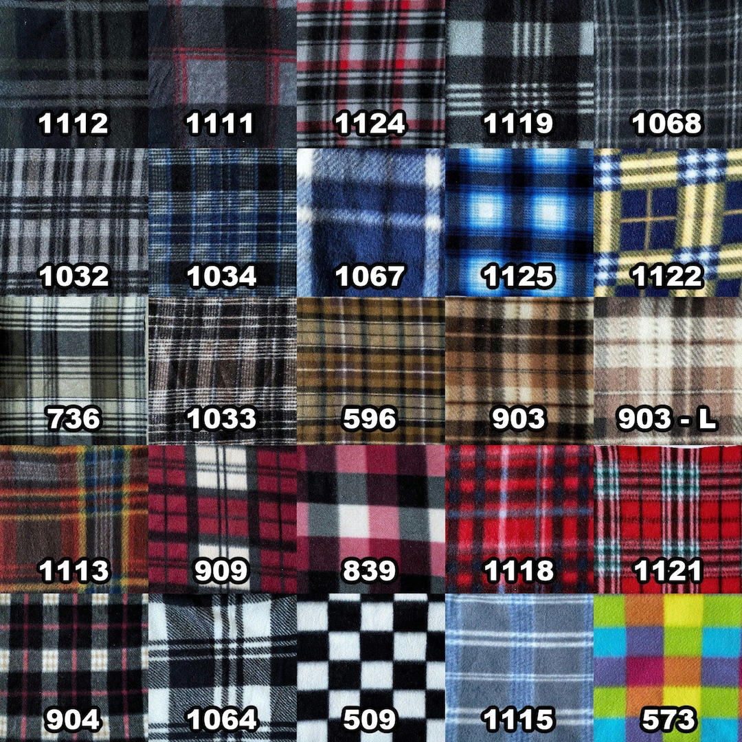 Plaid Polar Fleece Fabric by the Yard: Medium Weight, Multi-color - Etsy