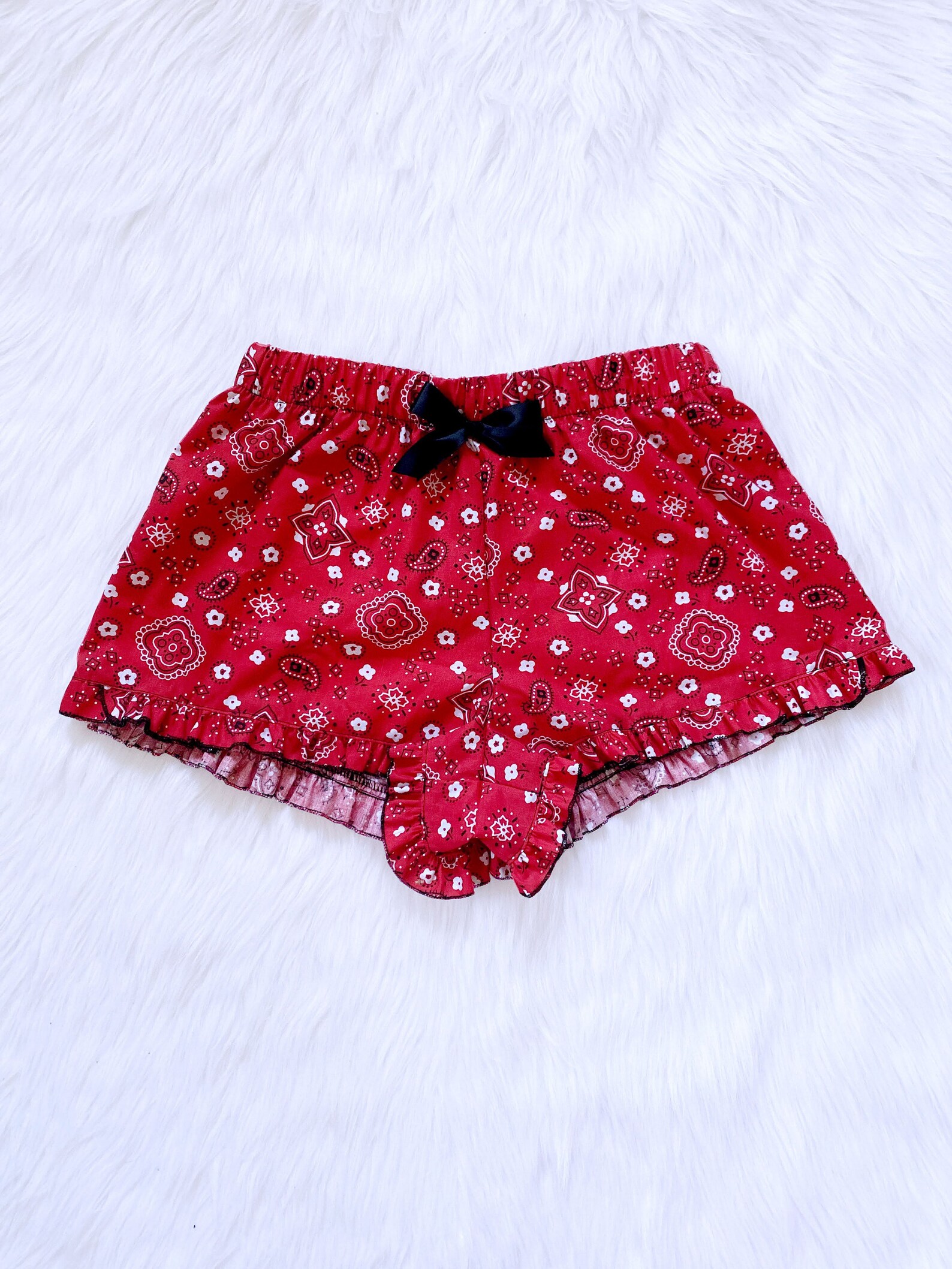 Patterned Cotton Pajama Ruffle Women's Shorts PJ Sleepwear | Etsy