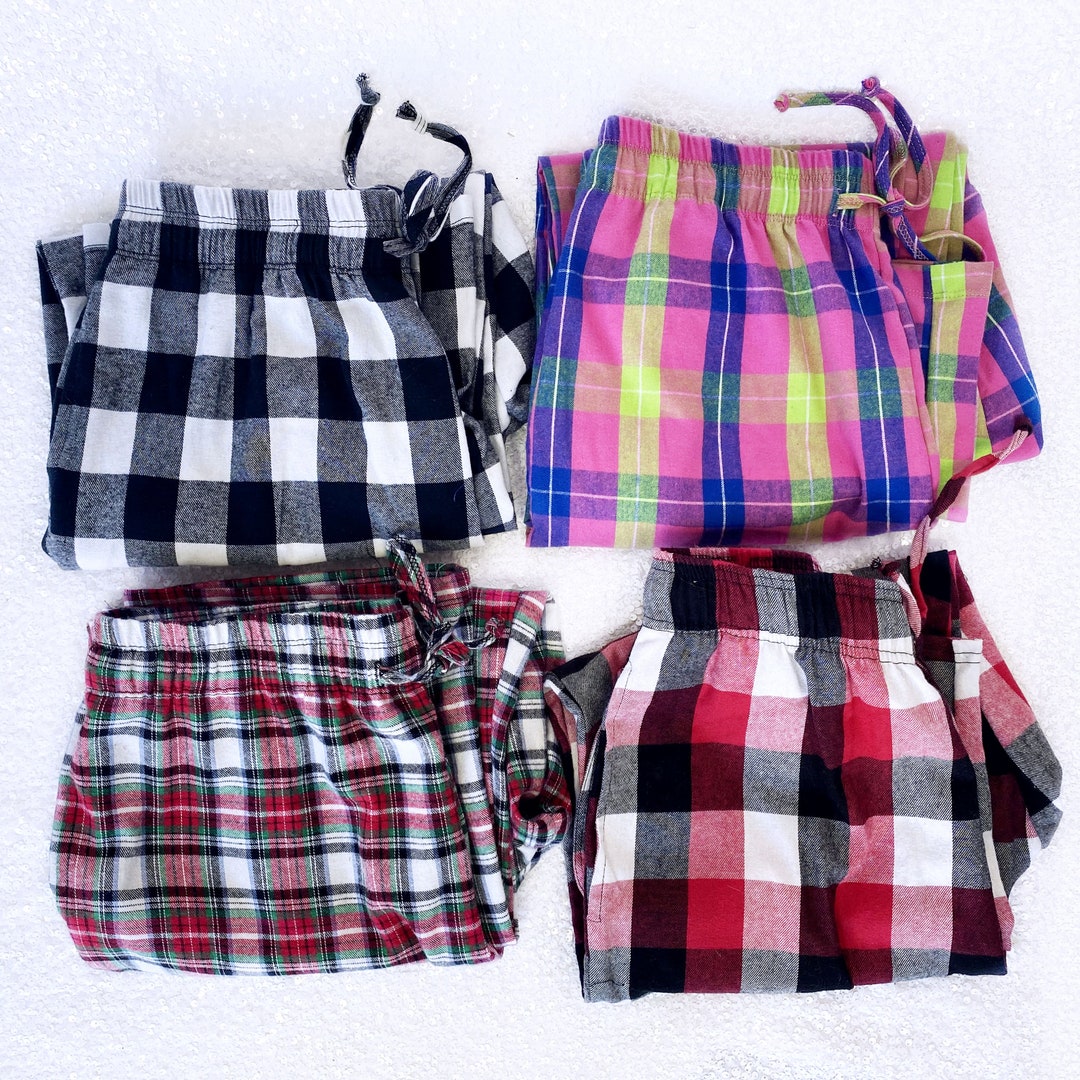 Pink Pajama Pants Navy Plaid Cotton Red White Green Christmas Pjs Warm ...