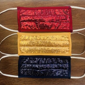 Gold Mini Sequence Face Mask Filter Washable Reusable Women Men Adult ...