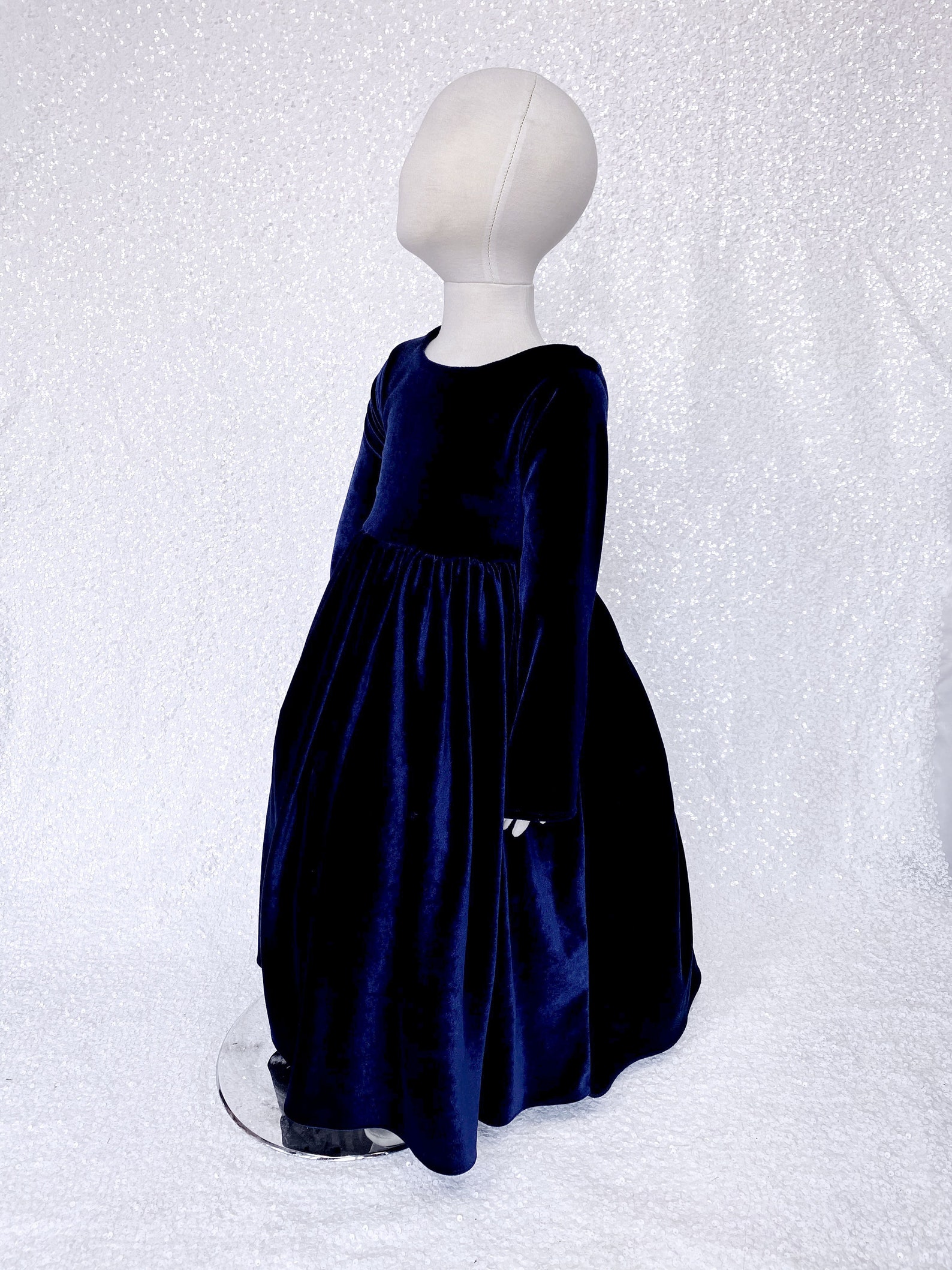 V-back Navy Blue Long Sleeve Velvet Dress Christmas Winter | Etsy