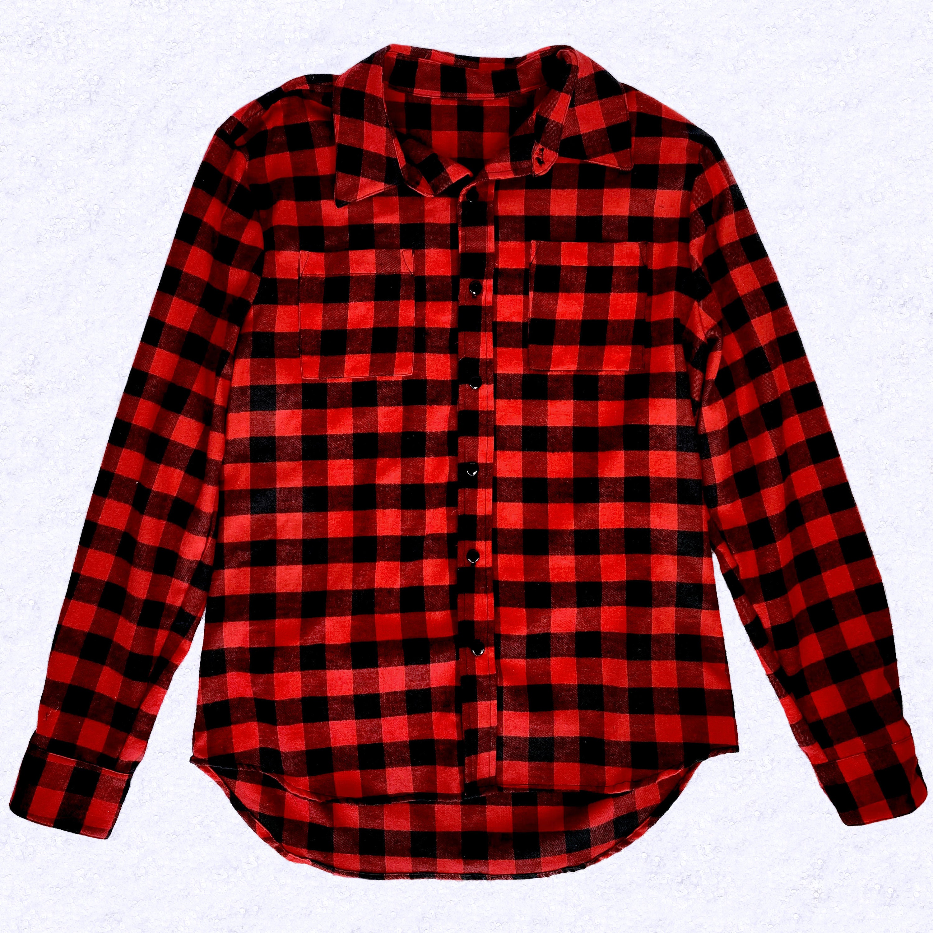 Red Black Buffalo Plaid Flannel Shirt Unisex Long Sleeve Etsy
