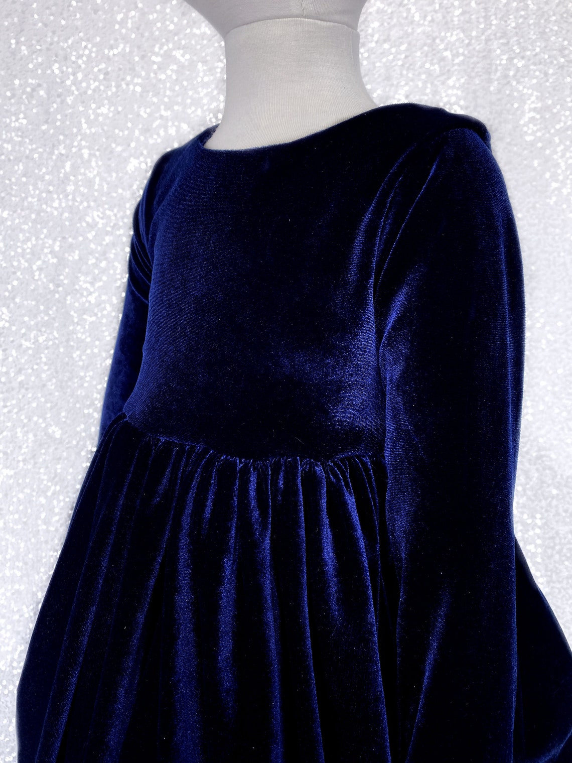 V-back Navy Blue Long Sleeve Velvet Dress Christmas Winter | Etsy