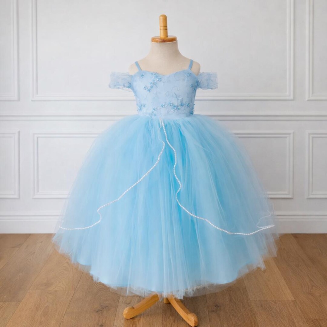 Baby Blue Tulle Princess Ball Gown off Shoulder Toddler Junior Dress - Etsy