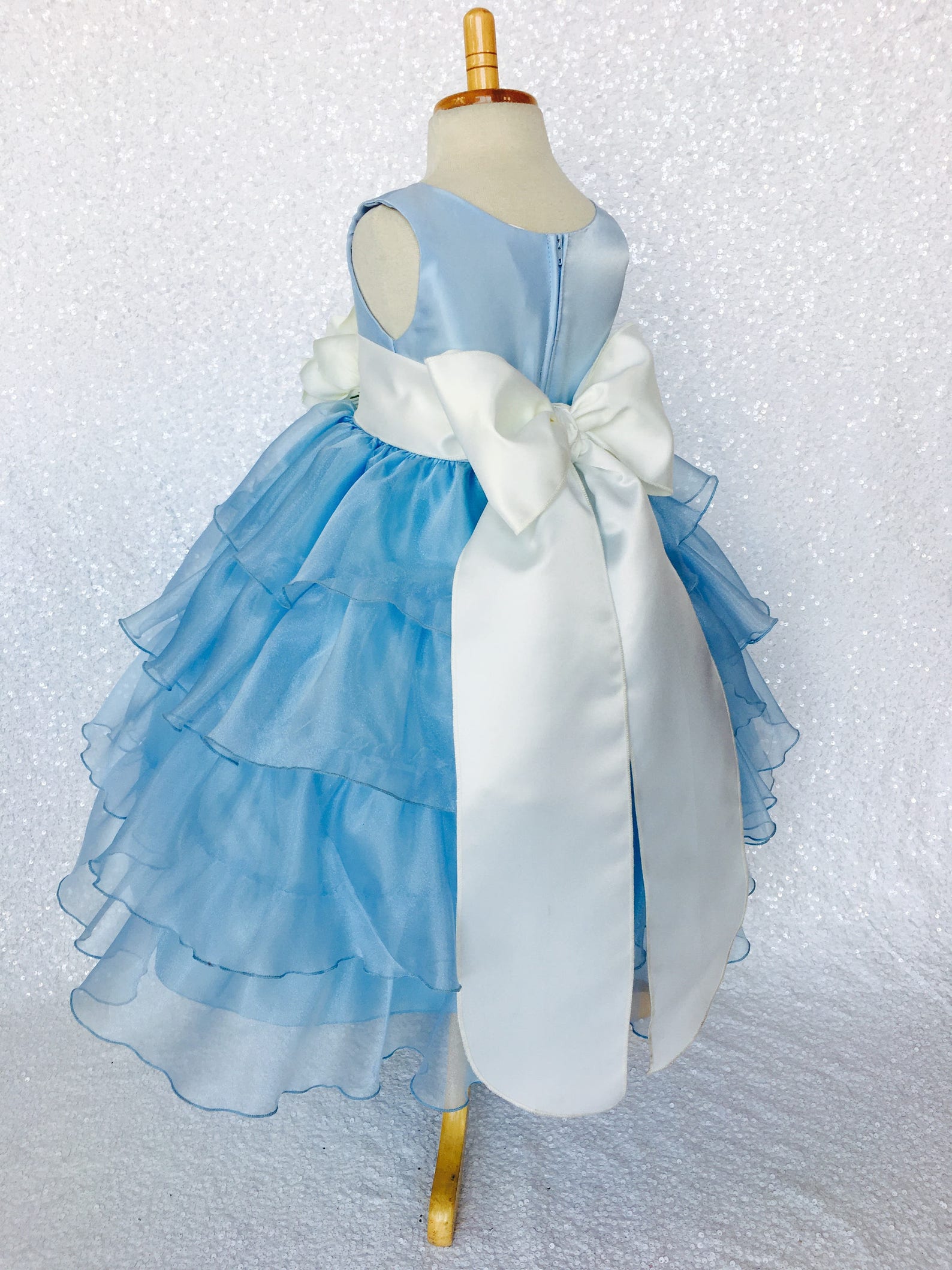 Baby Blue Organza Shabby Ruffle Dress Ivory Satin Sash Winter - Etsy