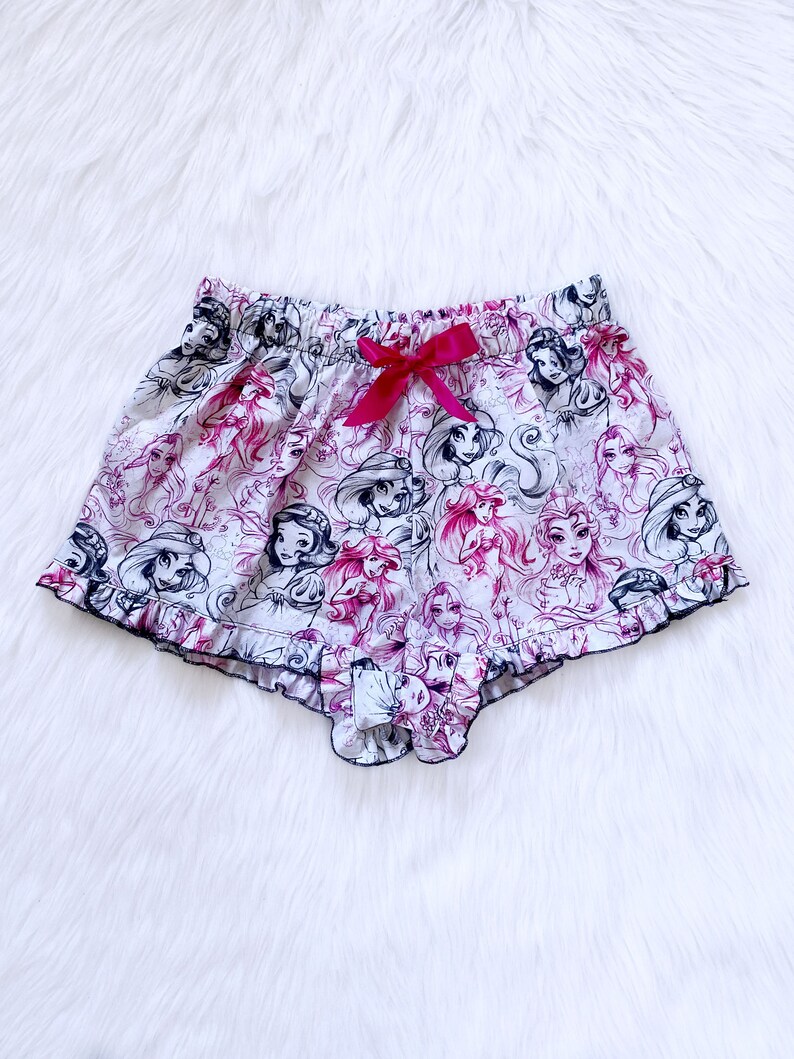 Pajama Cotton Ruffle Shorts Cartoon Pattern Mickey Minnie - Etsy