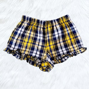Multi Color Adult Plaid Ruffle Trim PJ Shorts Women Sleepwear Wedding ...