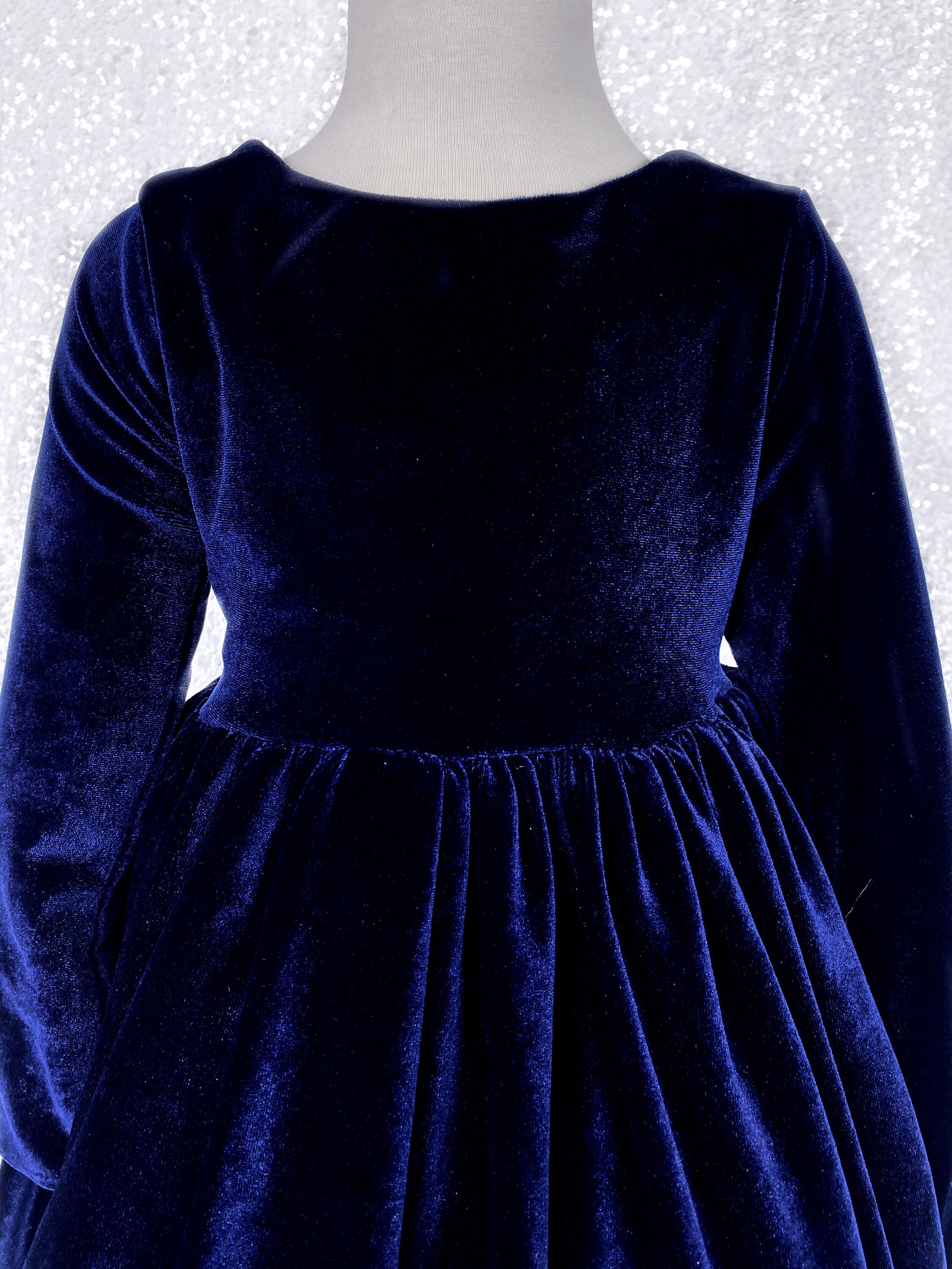 V-back Navy Blue Long Sleeve Velvet Dress Christmas Winter | Etsy