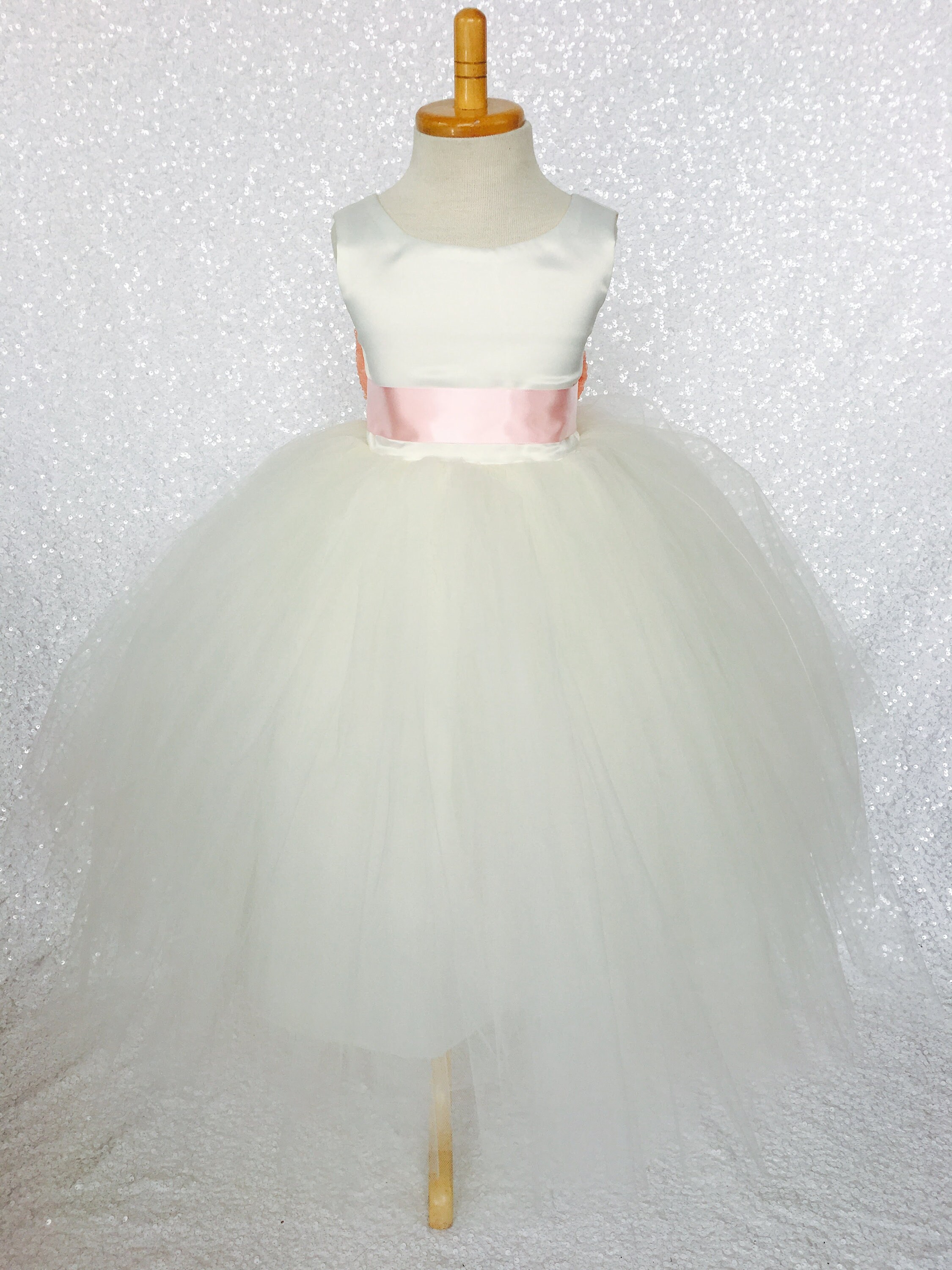 Sleeveless Princess Ivory Gown Satin 4 Layer Tulle Blush | Etsy