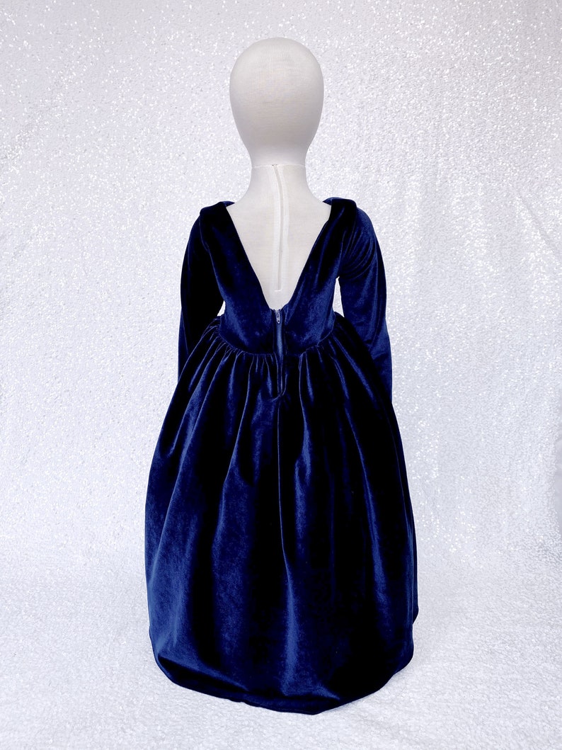 V-back Navy Blue Long Sleeve Velvet Dress Christmas Winter | Etsy