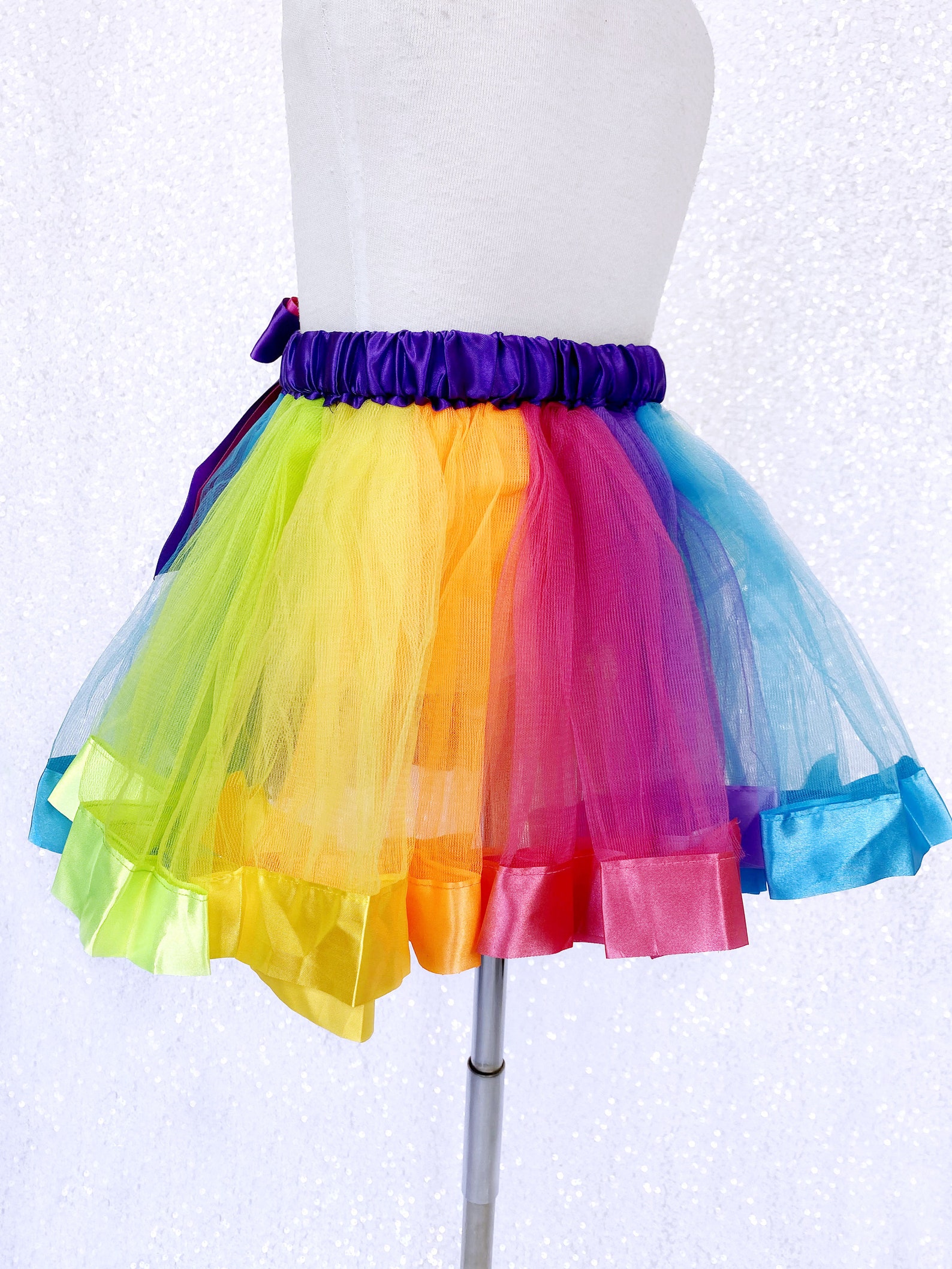 Kids Bright Rainbow Tutu Junior Stretchy Waistband Ribbon - Etsy