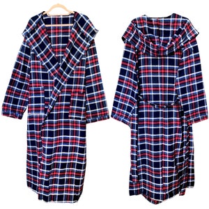 Adult Plaid Robes With Pockets and Hood Multi Colored Red Black White ...