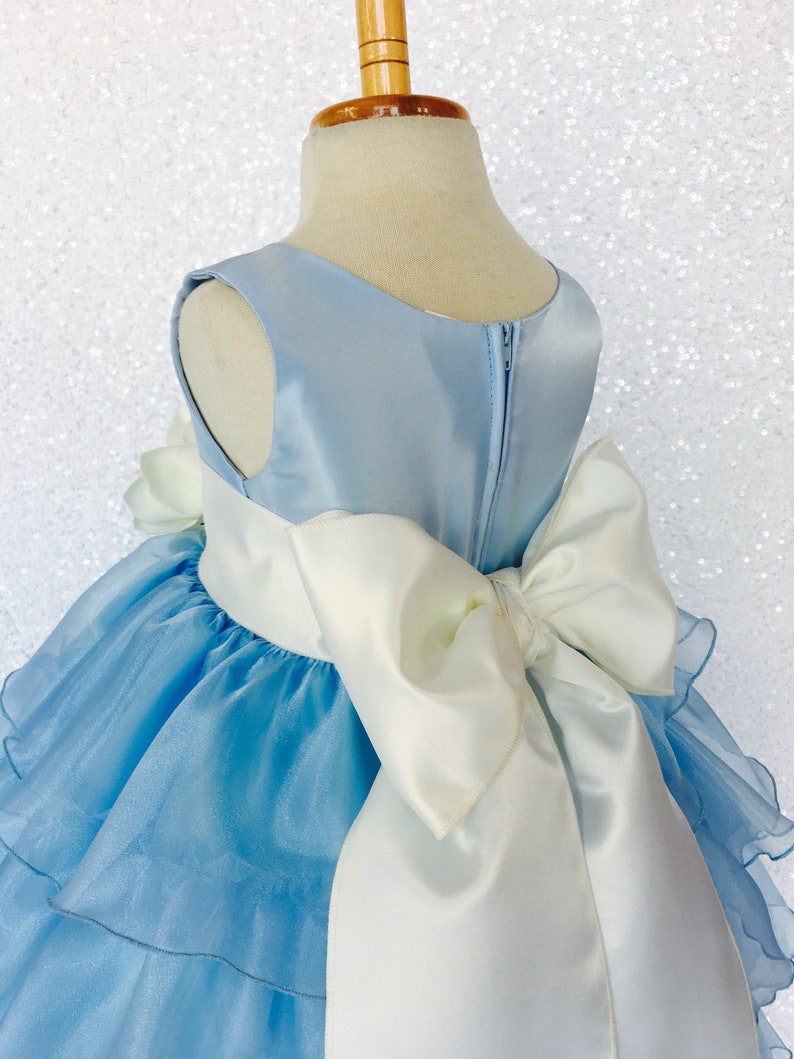 Baby Blue Organza Shabby Ruffle Dress Ivory Satin Sash Winter | Etsy
