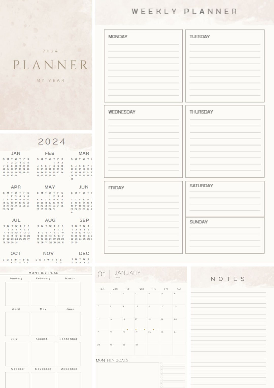 Printable 2024 Planner Bundle - 2024 Diary - 2024 Yearly Planner ...