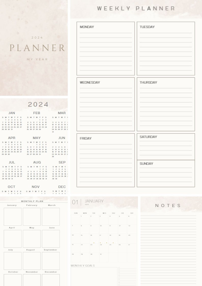 Printable 2024 Planner Bundle - 2024 Diary - 2024 Yearly Planner ...
