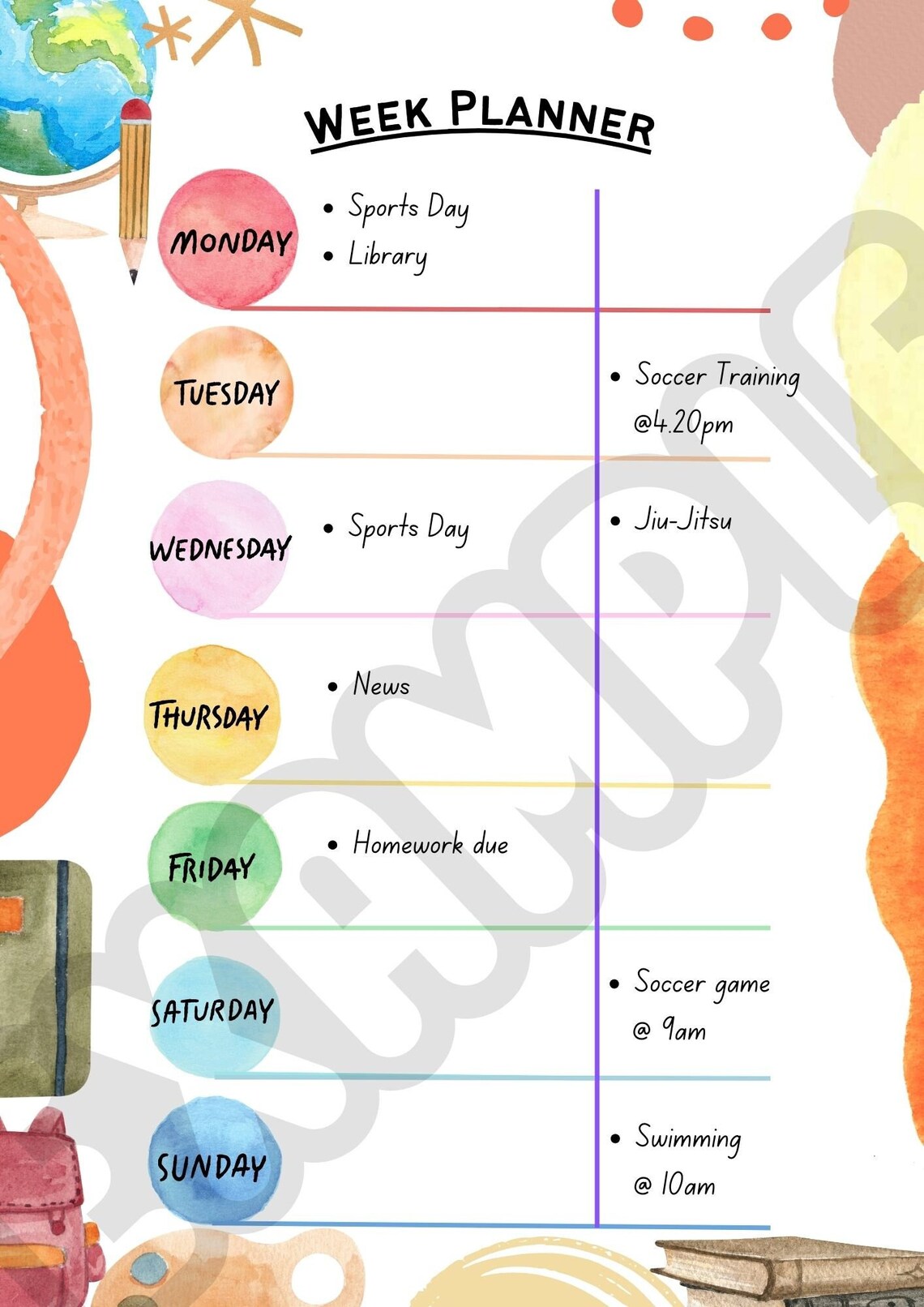 Kids Week Planner, Kids Term Weekly Planner, Term Planner for Kids ...