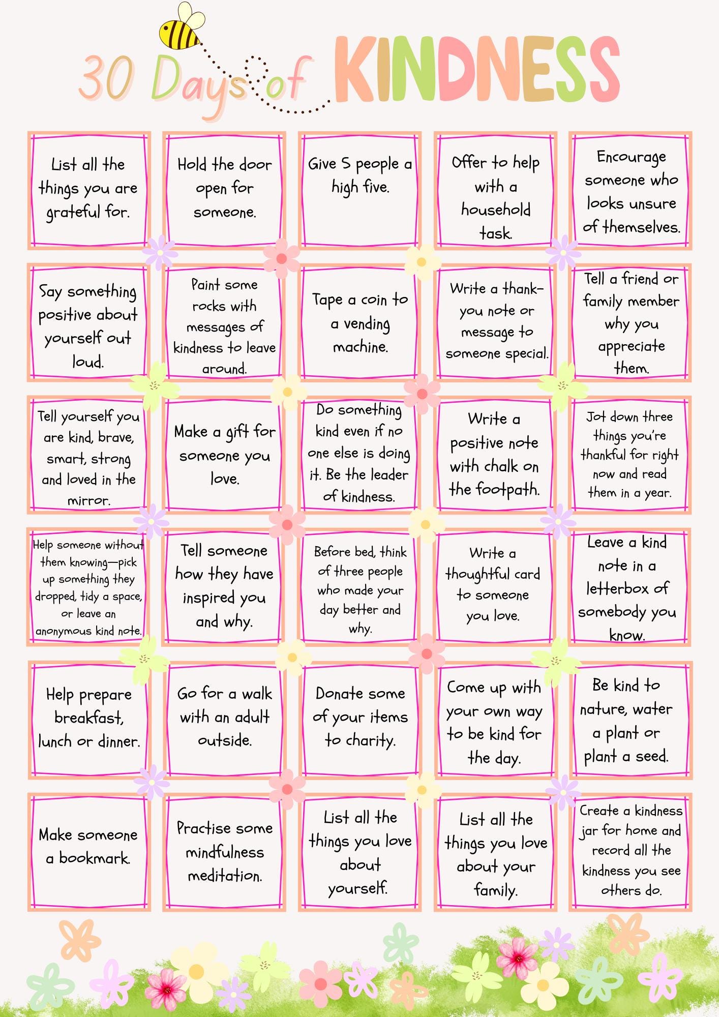 30 Day Acts of Kindness Challenge, Kids Act of Kindness, Digital Acts ...