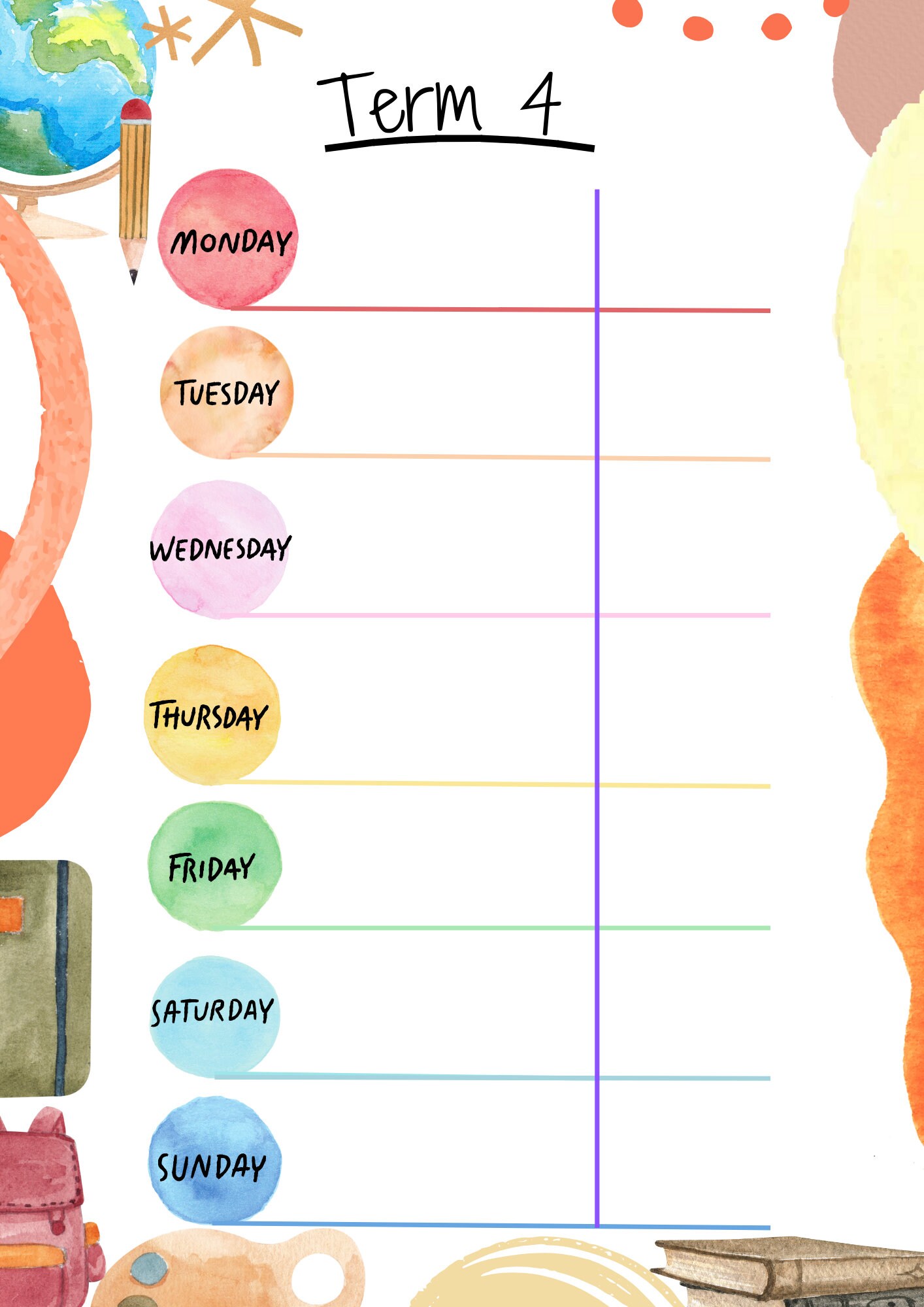 Kids Week Planner, Kids Term Weekly Planner, Term Planner for Kids ...