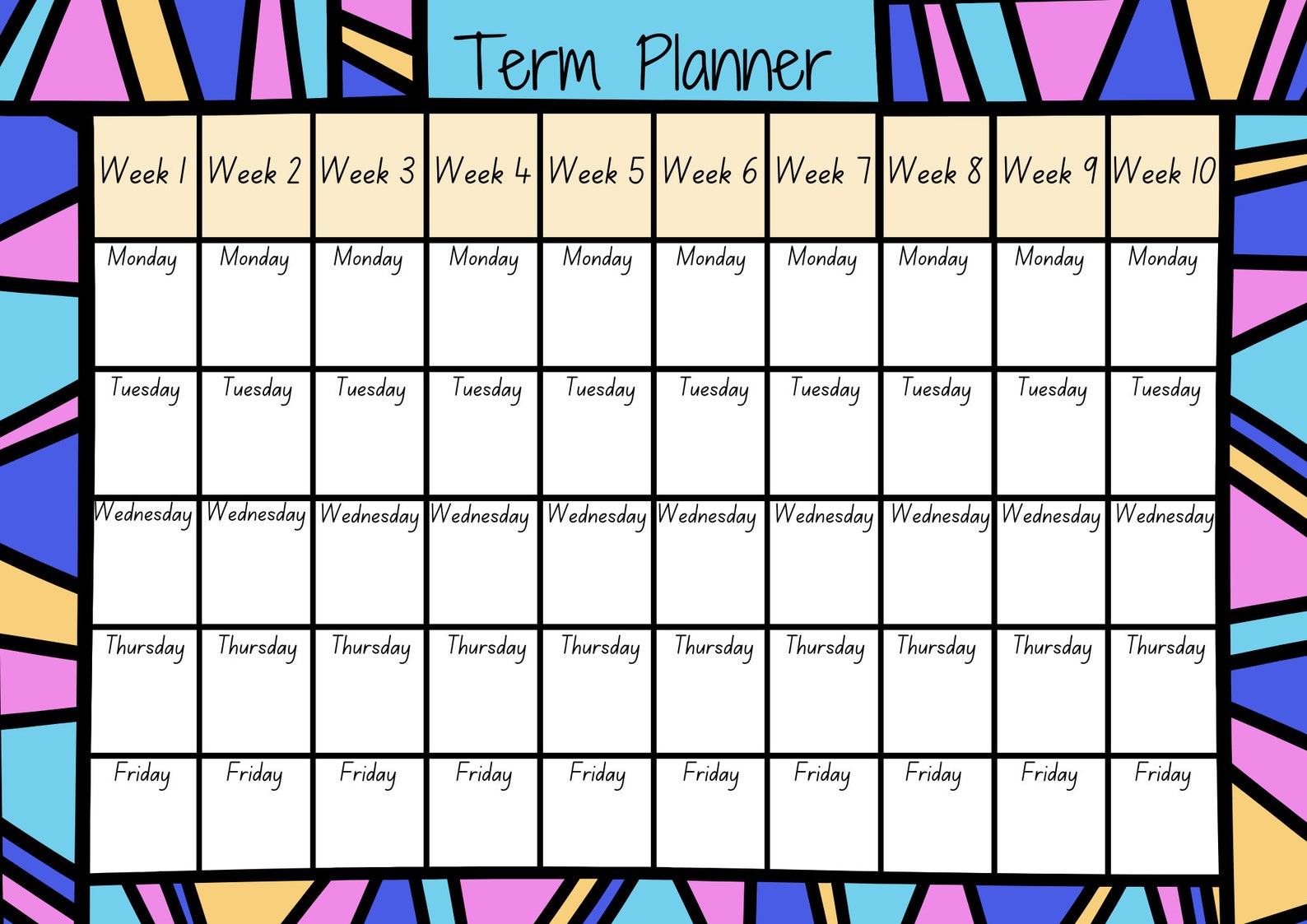 Kids Week Planner, Kids Term Weekly Planner, Term Planner for Kids ...