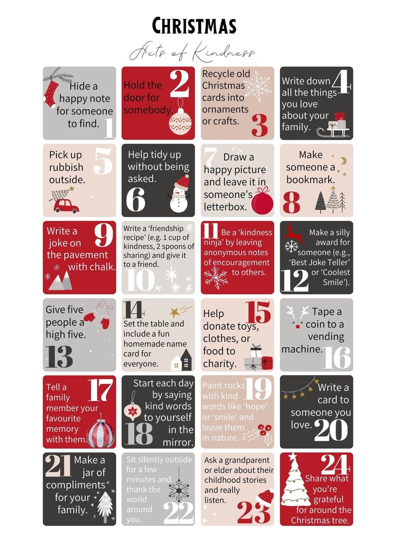 Kids Advent/christmas Acts of Kindness - Etsy