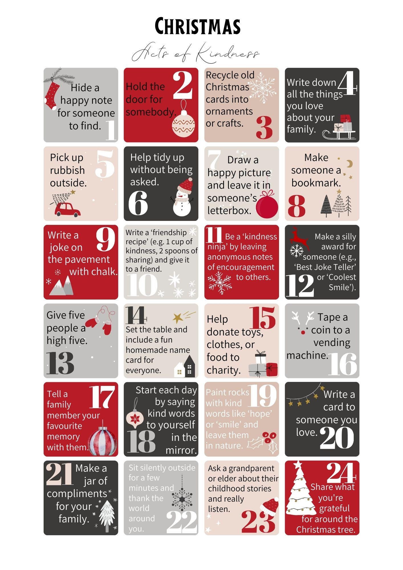 Kids Advent/christmas Acts of Kindness - Etsy