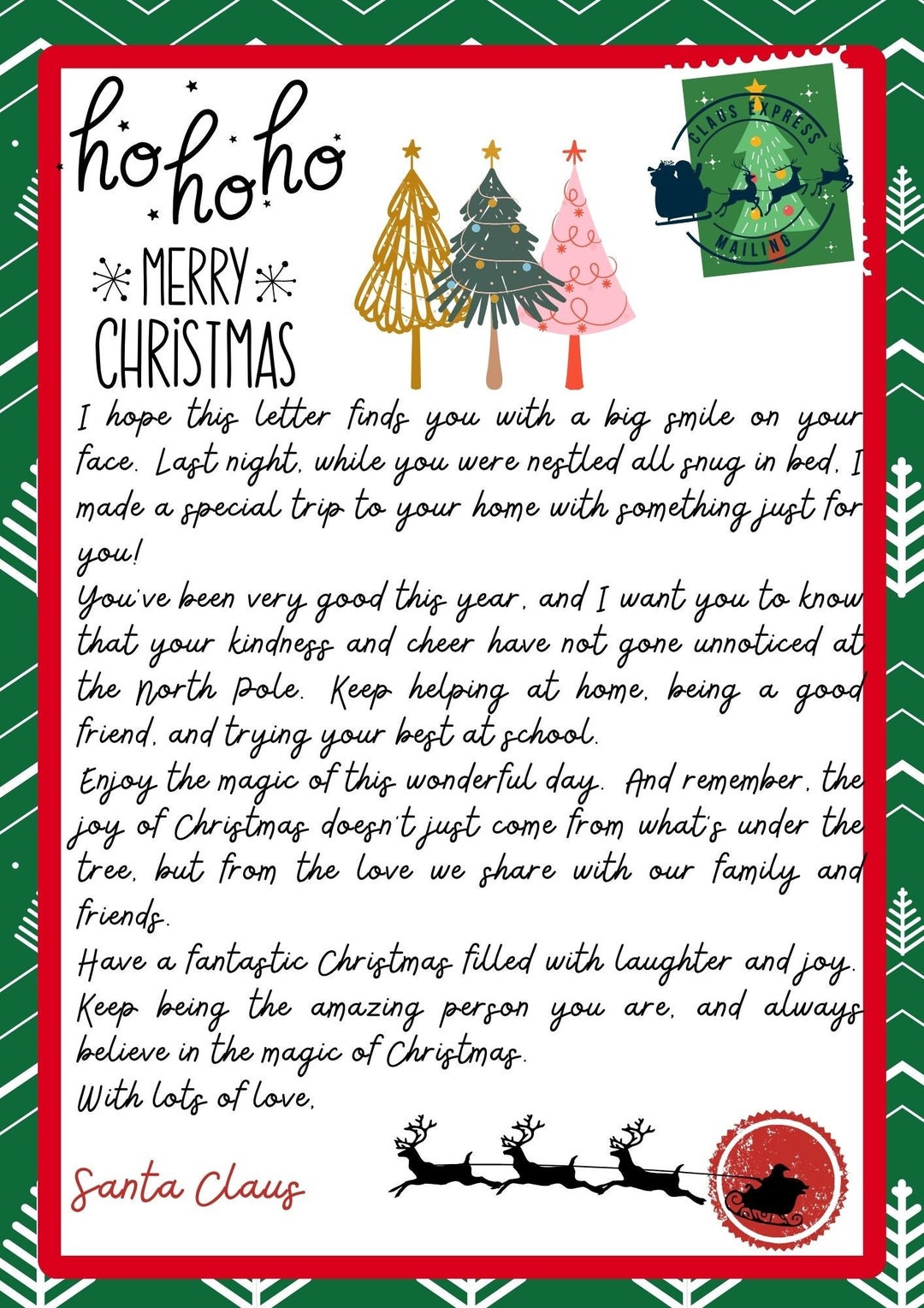 Santa's Special Christmas Day Letter - Etsy