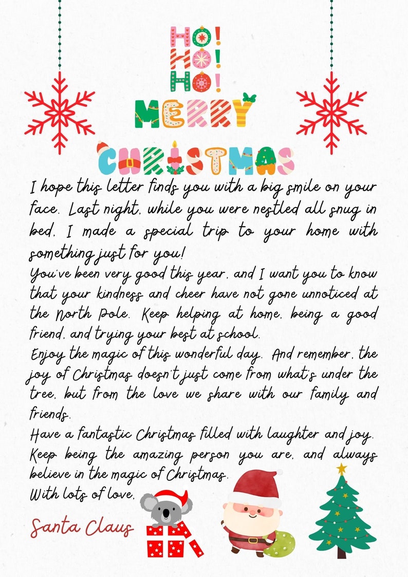 Santa's Special Christmas Day Letter - Etsy