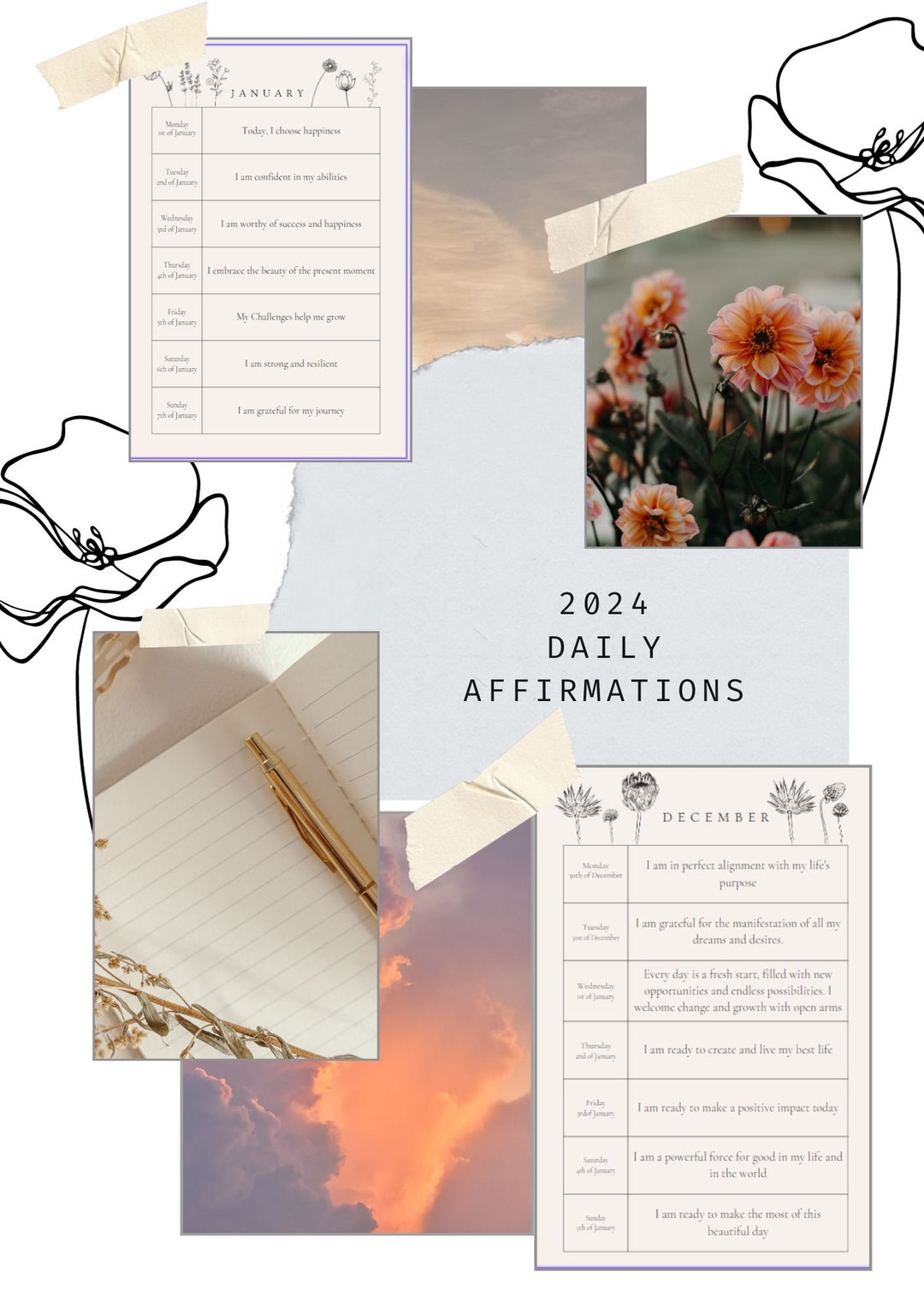 2024 Daily Positive and Powerful Affirmations/ Self-love Affirmations ...